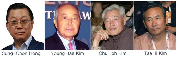 Presidente di Sung-Chon Hong e gli altri ufficiali del Kukkiwon si ...